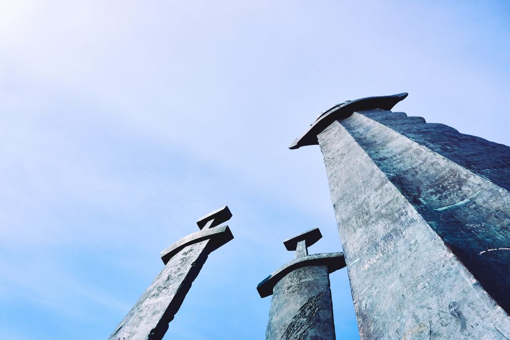 The Three Swords Monument In Stavanger, South-Western Norway